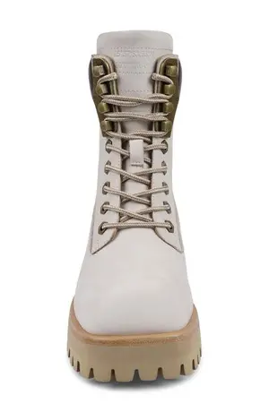 ZIGI Kammi Lace-up Lug Sole Booties - Ivory Leather