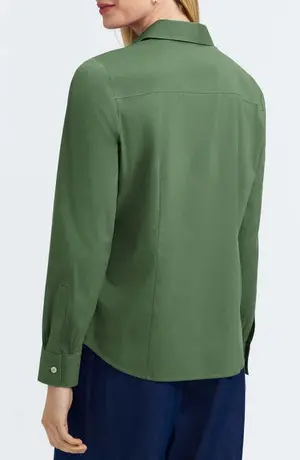 Foxcroft June Stretch Cotton Blend Button-up Shirt - Basil