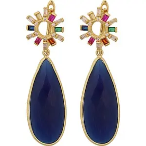 PANACEA Crystal Teardrop Earrings - Navy