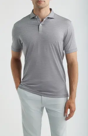 Johnnie-o Beau Stripe Performance Polo - Thunder