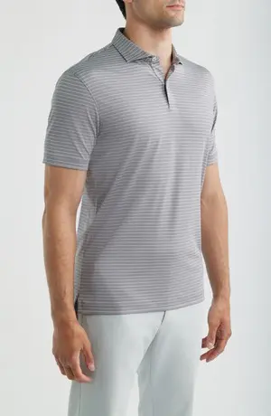 Johnnie-o Beau Stripe Performance Polo - Thunder