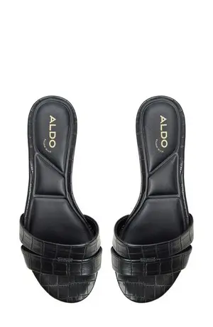 Aldo Scarletta Embossed Slide Sandal - Black