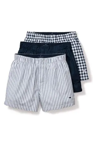 PETITE PLUME Assorted 3-pack Woven Cotton Boxers - Navy
