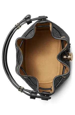 Tory Burch Mini T Monogram Pebble Leather Bucket Bag