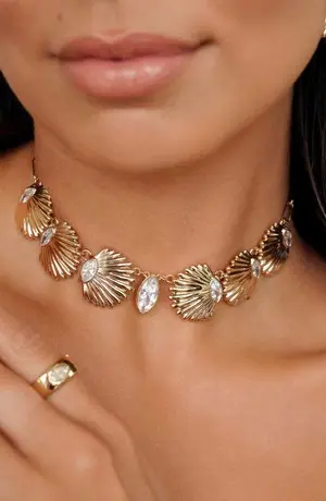 Ettika Santorini Shell Choker Necklace - Gold