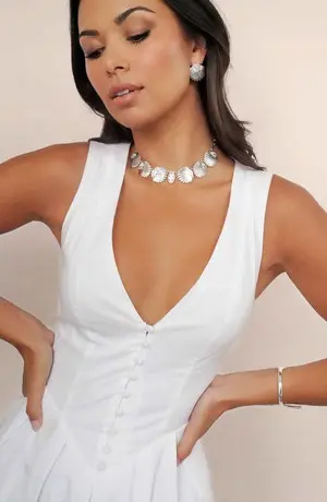 Ettika Santorini Shell Choker Necklace - Silver