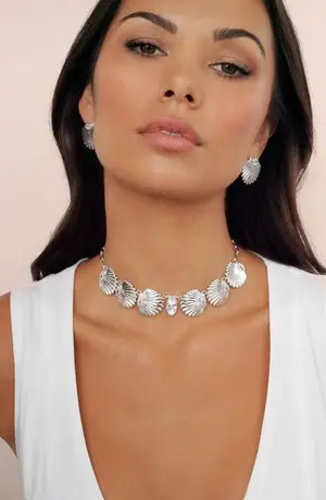 Ettika Santorini Shell Choker Necklace - Silver