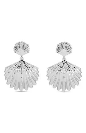 Ettika Sun Drenched Shell Drop Earrings - Silver