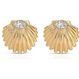 Ettika Santorini Shell Stud Earrings - Gold