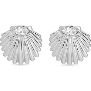 Ettika Santorini Shell Stud Earrings - Silver