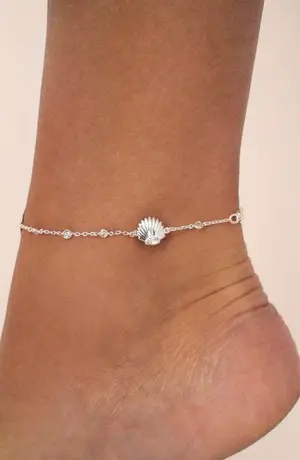 Ettika Santorini Shell Anklet - Silver