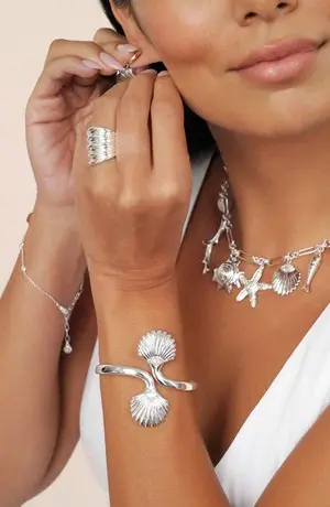 Ettika Santorini Shell Cuff Bracelet - Silver