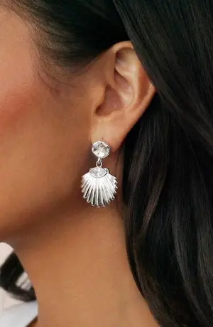 Ettika Santorini Shell Drop Earrings - Silver
