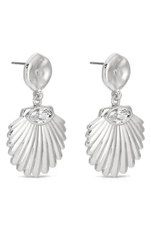 Ettika Santorini Shell Drop Earrings - Silver