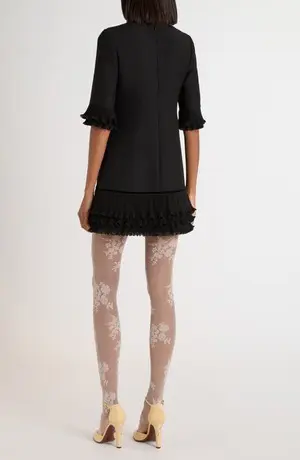 Valentino Garavani Ruffle Trim Crepe Couture Minidress