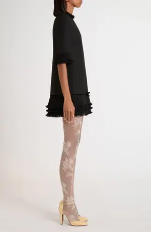 Valentino Garavani Ruffle Trim Crepe Couture Minidress