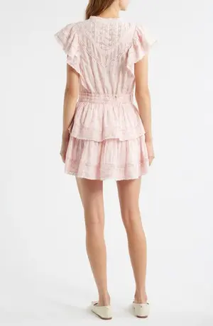 LoveShackFancy Gwen Ruffle & Lace Minidress - Apple Blossom
