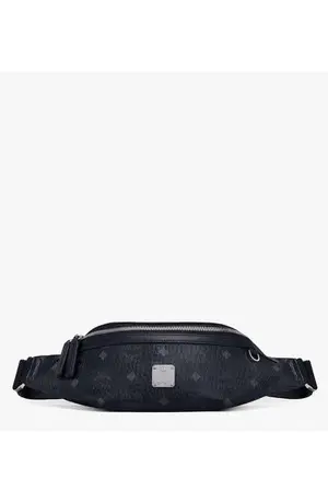 Mcm Small Fursten Belt Bag In Visetos - Black