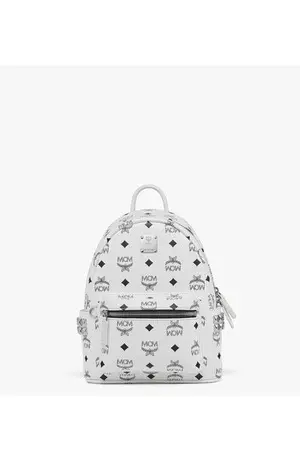 Mcm Mini Stark Side Studs Backpack In Visetos - White
