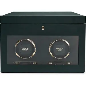 Wolf British Racing Double Watch Winder With Storage - Green