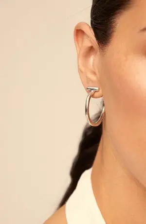 UNODE50 Polished Round Hoop Earrings - Silver