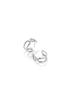 UNODE50 Double Hoop Topaz Earrings - Silver