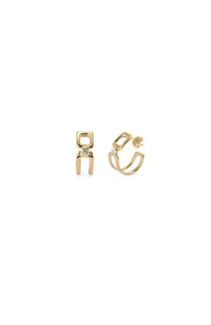 UNODE50 Double Hoop Topaz Earrings - Gold