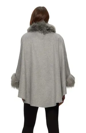 Gorski Wool And Cashmere-blend Trimmed Cape - Gray