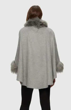 Gorski Wool And Cashmere-blend Trimmed Cape - Gray