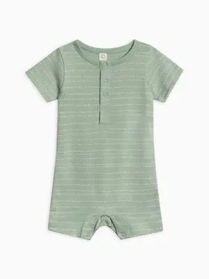 COLORED ORGANICS Organic Cotton Mason Romper Pebble/jade