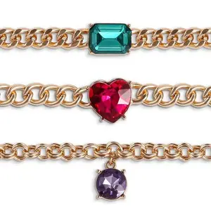 Jessica Simpson Gemstone Charm Chain Bracelet Set