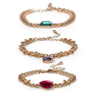 Jessica Simpson Gemstone Charm Chain Bracelet Set