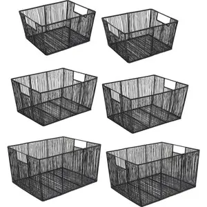 HAPPIMESS Sutton Modern Glam Handmade Wire Metal Nesting Storage Baskets - Black