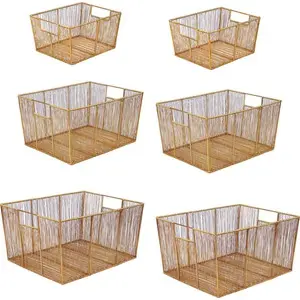 HAPPIMESS Sutton Modern Glam Handmade Wire Metal Nesting Storage Baskets - Gold