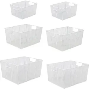 HAPPIMESS Sutton Modern Glam Handmade Wire Metal Nesting Storage Baskets - White