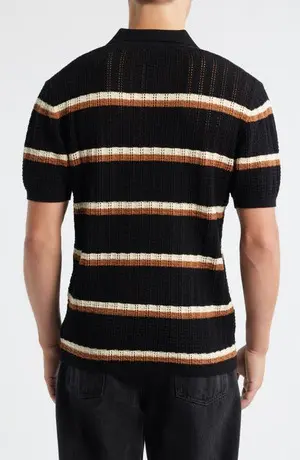 PERCIVAL Tessaro Stripe Open Knit Polo