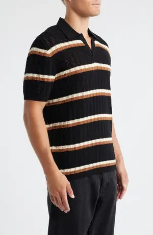 PERCIVAL Tessaro Stripe Open Knit Polo