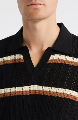 PERCIVAL Tessaro Stripe Open Knit Polo