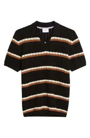 PERCIVAL Tessaro Stripe Open Knit Polo
