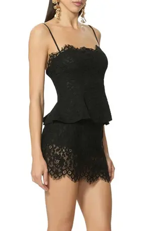 AFRM Ari Peplum Lace Camisole - Noir