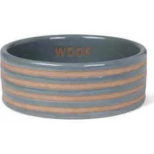 FRINGE STUDIO Wax Resist Stripe Small Pet Bowl - Grey