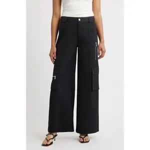 CITY BLUES Wide-leg Cargo Trousers - Black
