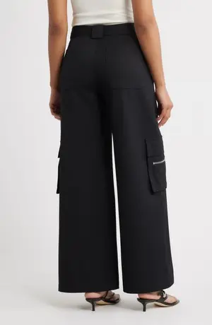 CITY BLUES Wide-leg Cargo Trousers - Black