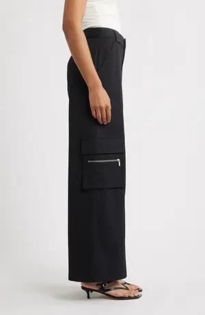 CITY BLUES Wide-leg Cargo Trousers - Black