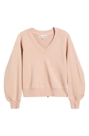 CITY BLUES Zip Detail Ruched Sleeve Sweatshirt - Rose