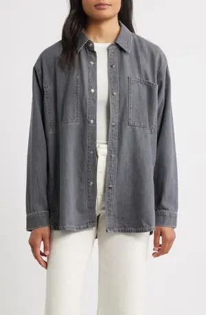 CITY BLUES Gramercy Oversize Denim Shirt - Gray