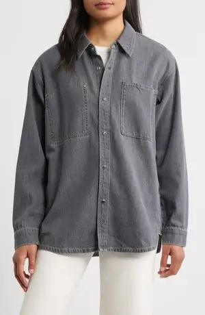 CITY BLUES Gramercy Oversize Denim Shirt - Gray