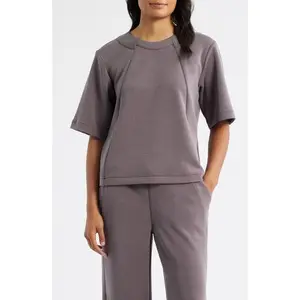CITY BLUES Elbow Sleeve Crewneck T-shirt - Dark Gray