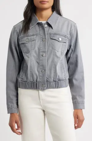 CITY BLUES Bomber Trucker Jacket - Gray