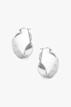 TUTTI Praise Twisted Hoop Earrings - Silver